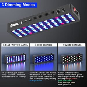 WILLS Aquarium Lights Dimmable Full Spectrum 165W Fish Tank LED Planted Aquarium Lights for Freshwater Saltwater LED Coral Reef(21.3"x6.7"x2.4")