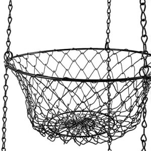 MALMO 3-Tier Wire Fruit Hanging Basket, Vegetable Kitchen Storage Basket, Iron Wire Black