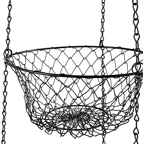 MALMO 3-Tier Wire Fruit Hanging Basket, Vegetable Kitchen Storage Basket, Iron Wire Black