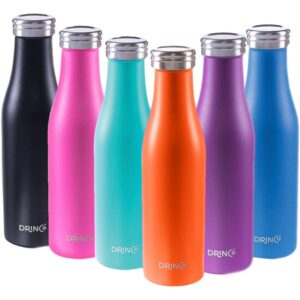 Drinco Stainless Steel Vacuum Insulated Water Bottle | Slim | Double Wall | Wide Mouth | Triple Insulated | Powder Coated Durability |18/8 Grade | 17oz (Orange, 17oz Slim)