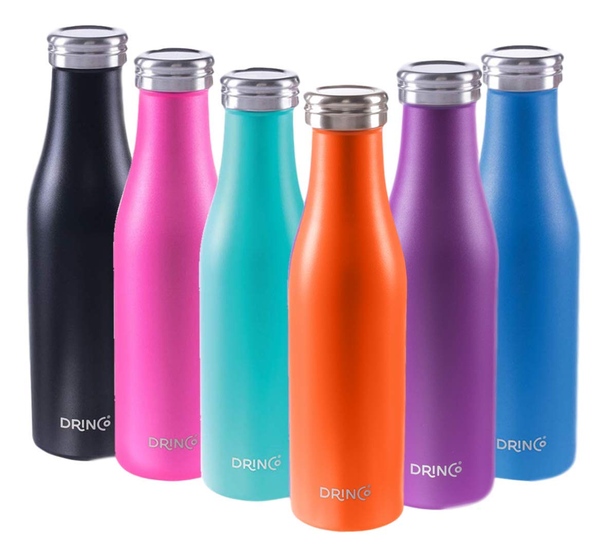 Drinco Stainless Steel Vacuum Insulated Water Bottle | Slim | Double Wall | Wide Mouth | Triple Insulated | Powder Coated Durability |18/8 Grade | 17oz (Orange, 17oz Slim)