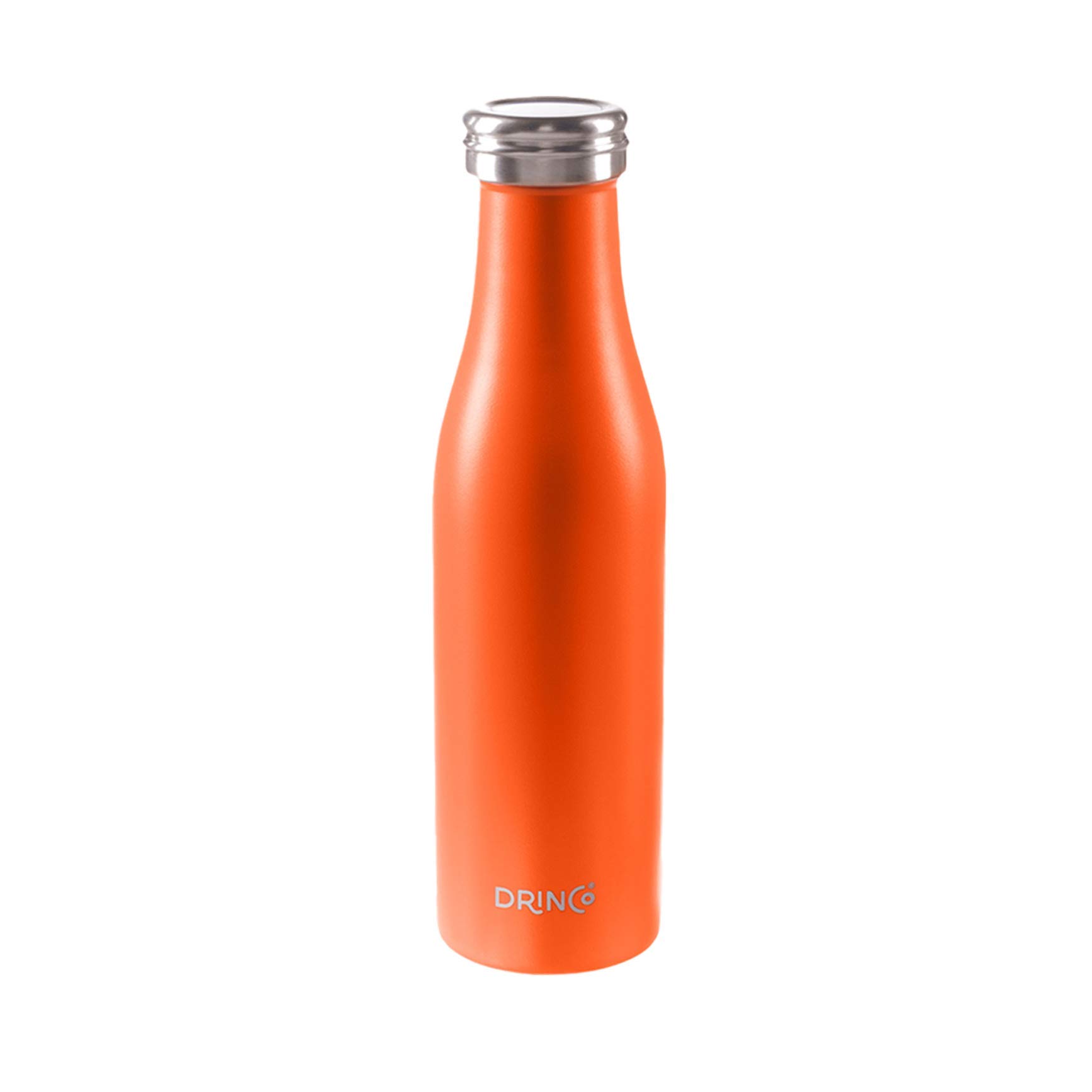 Drinco Stainless Steel Vacuum Insulated Water Bottle | Slim | Double Wall | Wide Mouth | Triple Insulated | Powder Coated Durability |18/8 Grade | 17oz (Orange, 17oz Slim)