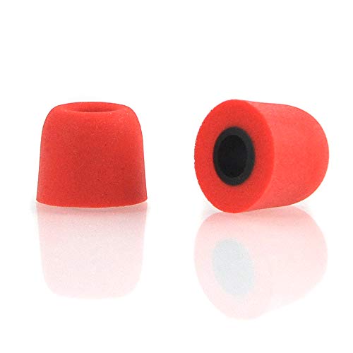 6 Packs (12 Pieces) 5mm Replacement Memory Foam Earplugs Sleeves, in-Ear Moniter Isolate Noise Earbud Cover Tips, T-400 (Medium, Red)