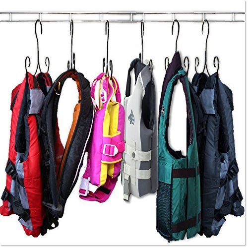 New! Life Jacket Hanger, Storage- Life Preserver, Life Vest Hanger & Storage, Life Jacket Dryer, Drying Rack, Drying Hangers; Boating Hanger & Storage (Chrome (Set of 10))