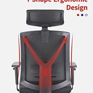 CLATINA Ergonomic High Mesh Swivel Executive Chair with Adjustable Height Head Arm Rest Lumbar Support and Upholstered Back for Home Office