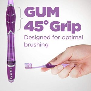 GUM - 525E Technique Deep Clean Toothbrush with Quad-Grip Handle, Compact Head & Soft Bristles, 3 Count