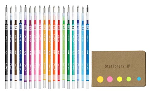 Zebra Sarasa Select Multi Pen Refill, 0.5mm 18 Color Refills, Sticky Notes Value Set