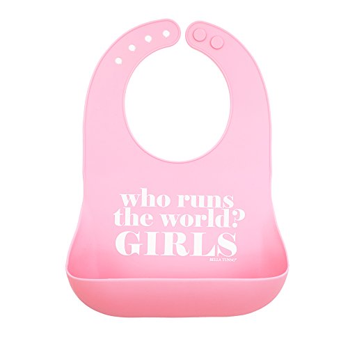 BELLA TUNNO Wonder Bib - Adjustable Silicone Baby Bibs for Girls, Durable and Waterproof BPA Free Silicone, Who Runs The World