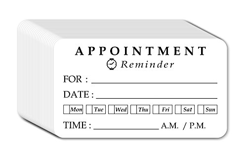 Appointment Reminder Cards - (Pack of 100) 3.5" x 2" White 14PT Cardstock Rounded Corner with Handmade Storage Box for Business Home Office Customer Service Meeting Day Date Time Planner