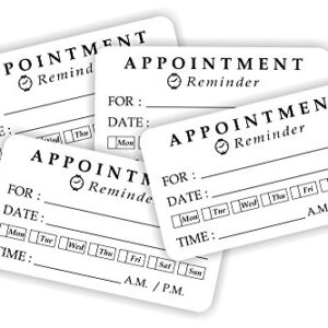 Appointment Reminder Cards - (Pack of 100) 3.5" x 2" White 14PT Cardstock Rounded Corner with Handmade Storage Box for Business Home Office Customer Service Meeting Day Date Time Planner