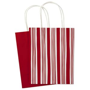 Hallmark 9" Medium Holiday Gift Bag Assortment (Pack of 12, Solids and Prints in Red, Green, Blue) Paper Gift Bags with Christmas Trees, Stripes, Polka Dots