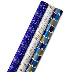 hallmark tree of life (3 gift rolls) wrapping paper, hanukkah tri-pack, 5jxw1734