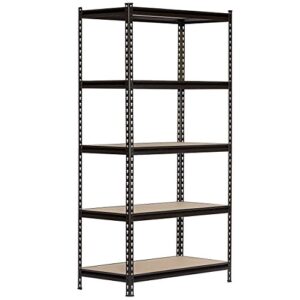 king’s rack 5-tier black steel storage rack boltless shelving tier height adjustable 30" w x 12" d x 60" h