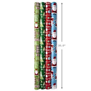 Hallmark Reversible Quad Pack Wrapping Paper (Santa & Trees, 4 Gift Wrap Rolls)