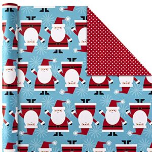 Hallmark Reversible Quad Pack Wrapping Paper (Santa & Trees, 4 Gift Wrap Rolls)