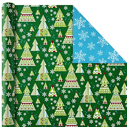 Hallmark Reversible Quad Pack Wrapping Paper (Santa & Trees, 4 Gift Wrap Rolls)