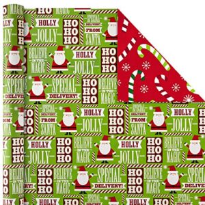 Hallmark Reversible Quad Pack Wrapping Paper (Santa & Trees, 4 Gift Wrap Rolls)