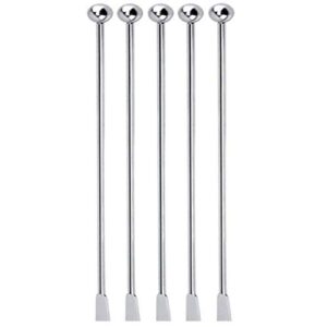 Jsdoin Stainless Steel Coffee Beverage Stirrers Stir Cocktail Drink Swizzle Stick with Small Rectangular Paddles (5 silver)