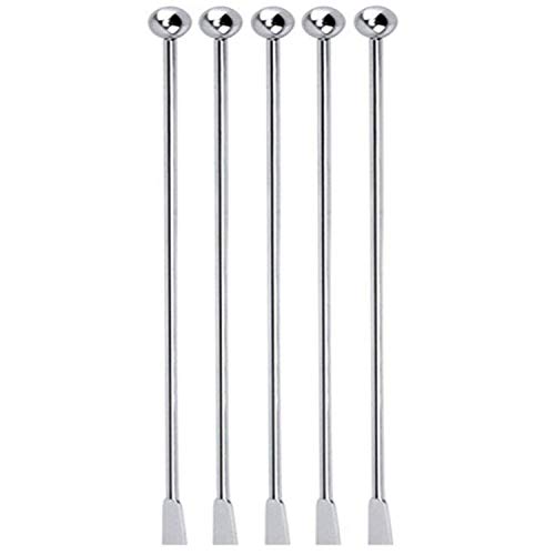 Jsdoin Stainless Steel Coffee Beverage Stirrers Stir Cocktail Drink Swizzle Stick with Small Rectangular Paddles (5 silver)