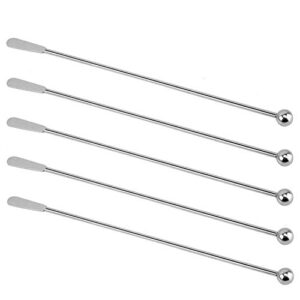 Jsdoin Stainless Steel Coffee Beverage Stirrers Stir Cocktail Drink Swizzle Stick with Small Rectangular Paddles (5 silver)