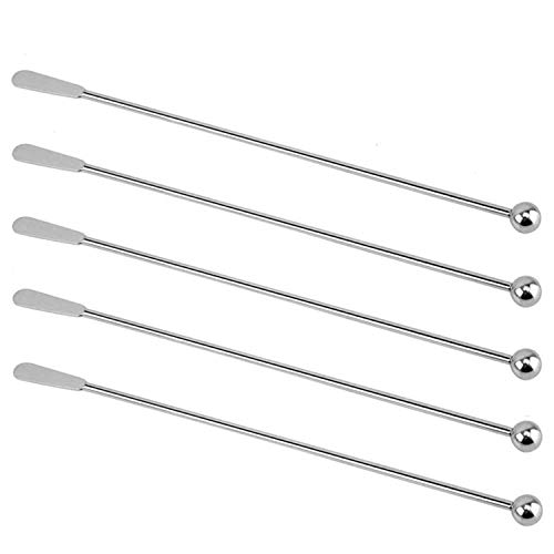 Jsdoin Stainless Steel Coffee Beverage Stirrers Stir Cocktail Drink Swizzle Stick with Small Rectangular Paddles (5 silver)