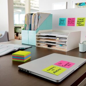 Post-it Super Sticky Notes, 3 in x 3 in, 1 Cube, 2x the Sticking Power, Bright Colors, Recyclable (2027-SSGFA)