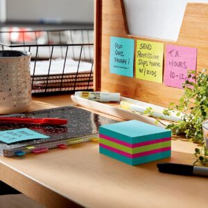 Post-it Super Sticky Notes, 3 in x 3 in, 1 Cube, 2x the Sticking Power, Bright Colors, Recyclable (2027-SSGFA)