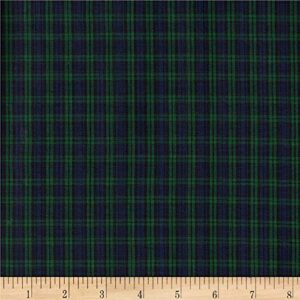 textile creations classic yarn-dyed tartan plaid blackwatch blue/green fabric by the yard