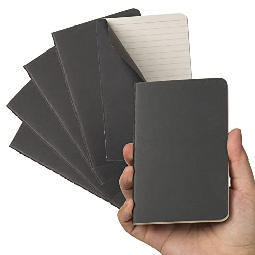 TWONE Pocket Notebook, 6 Pack Softcover Mini Notebooks 3.5" x 5.5" Black Notebook Small Memo Notepad for Men Women Kids Traveler Author, 30 Sheets,60 Lined Pages