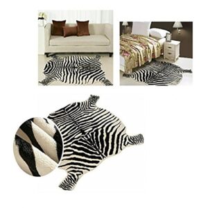 Zebra Print Rug Faux Animal Printed Skin Area Rug Carpets for Home,Living Room, Office ，Yellowish Cream Color (4.9x4.6 Feet)