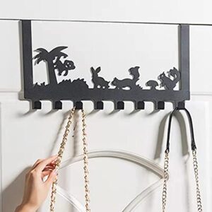 Over The Door Hook 2pcs Coat Hanger Rack Organizer, Black Heavy Duty 8 Hangers Heavy Duty Organizer for Coat Clothes Towels Bag Robes Ties Hats Scarves