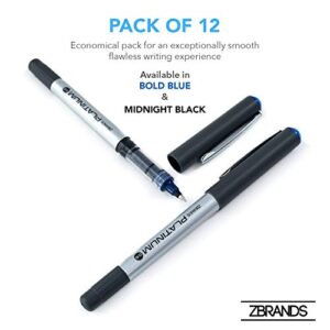 ZBRANDS // Platinum Roller Pens, Pack of 12, 0.5mm Micro Point Rollerball (Blue)