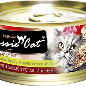 Fussie Cat Premium Canned Grain Free Cat Wet Food - Variety Bundle 4 Flavors Pack with HS Pet Food Bowl (12 Cans) (Tuna & Ocean Fish- Tuna & Salmon - Tuna & Shrimp - Tuna & Chicken) (2.82 Oz)