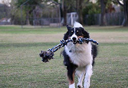 XL Dog Rope Toy For Aggressive Chewers - Benefits Non-Profit Dog Rescue - Extra Large Dog Rope Toy For Large Dogs - Large Dog Tug Of War Toy - Nearly Indestructible Toys (Blue)