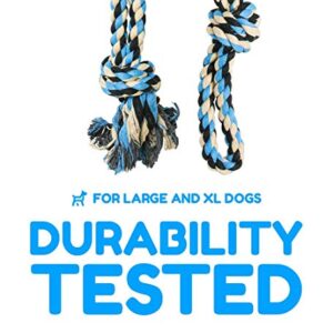 XL Dog Rope Toy For Aggressive Chewers - Benefits Non-Profit Dog Rescue - Extra Large Dog Rope Toy For Large Dogs - Large Dog Tug Of War Toy - Nearly Indestructible Toys (Blue)