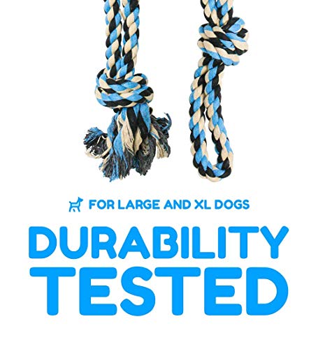 XL Dog Rope Toy For Aggressive Chewers - Benefits Non-Profit Dog Rescue - Extra Large Dog Rope Toy For Large Dogs - Large Dog Tug Of War Toy - Nearly Indestructible Toys (Blue)