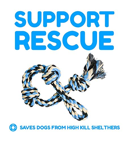 XL Dog Rope Toy For Aggressive Chewers - Benefits Non-Profit Dog Rescue - Extra Large Dog Rope Toy For Large Dogs - Large Dog Tug Of War Toy - Nearly Indestructible Toys (Blue)