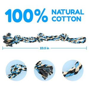 XL Dog Rope Toy For Aggressive Chewers - Benefits Non-Profit Dog Rescue - Extra Large Dog Rope Toy For Large Dogs - Large Dog Tug Of War Toy - Nearly Indestructible Toys (Blue)