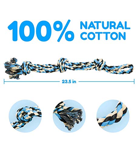 XL Dog Rope Toy For Aggressive Chewers - Benefits Non-Profit Dog Rescue - Extra Large Dog Rope Toy For Large Dogs - Large Dog Tug Of War Toy - Nearly Indestructible Toys (Blue)