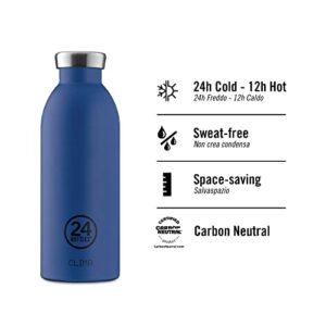 24Bottles Clima Bottles - Insulated Water Bottle 11oz/17oz/29oz, Water Bottles with 100% Leak Proof Lid (12 Hours Hot and 24 Hours Cold Beverages), Made of Stainless Steel, Italian Design