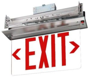 recessed red edge lit exit sign - double sided