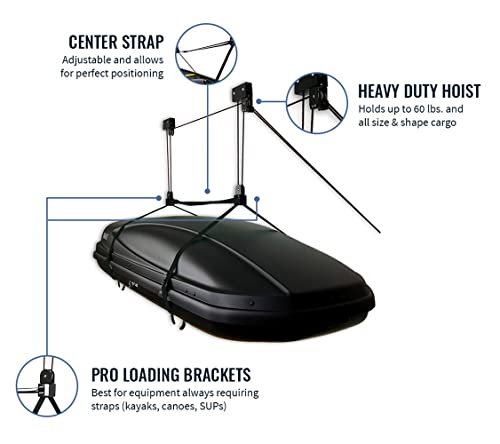 StoreYourBoard Cargo Box Ceiling Storage Hoist, Rooftop Carriers, Hi Lift Pro Garage Organizer Pulley, Hanger Rack