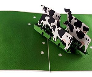 iGifts And Cards Dairy Cows 3D Pop Up Greeting Card - Cattle, Farm, Barn, Grass, Wow, Half-Fold, Happy Birthday, Friendship, Thank You, Father's & Mother's Day, All Occasions, Retirement, Welcome