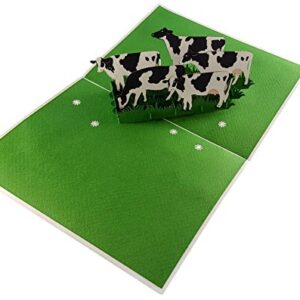 iGifts And Cards Dairy Cows 3D Pop Up Greeting Card - Cattle, Farm, Barn, Grass, Wow, Half-Fold, Happy Birthday, Friendship, Thank You, Father's & Mother's Day, All Occasions, Retirement, Welcome