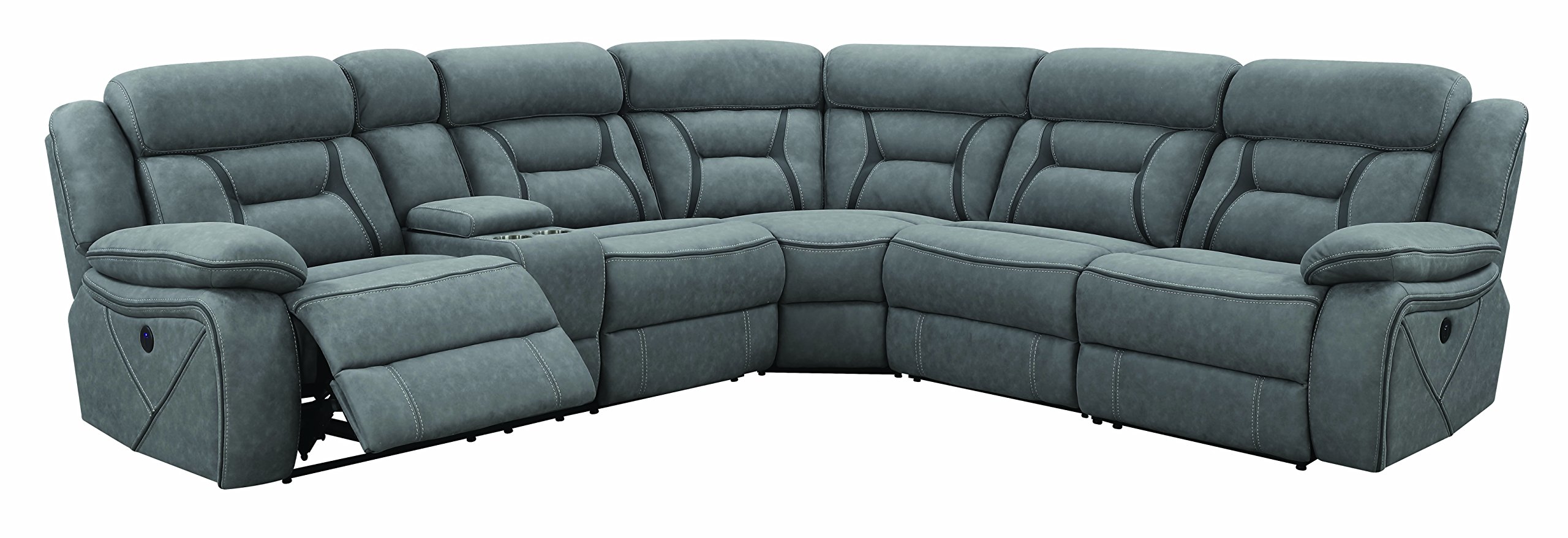 Coaster Home Furnishings Higgins 4-Piece Upholstered Power Grey Sectional, 125.5" L x 114.5" W x 40" H (600370)