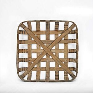 2 piece set of tobacco baskets, farmhouse decor, small 17" squares - silvercloud trading co.