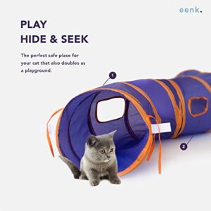 eenk Cat Toy Tunnel and Cubes Bundle - Interactive Crinkle Cat Tunnels for Indoor Cats with Pet Play Cube - Foldable Kitty Tube & Collapsible Pet Cubes for Cats, Puppy and Other Small Pets - Set of 3