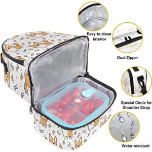 Naanle Cute Corgi Dog Animal Double Decker Insulated Lunch Box Bag Waterproof Leakproof Cooler Thermal Tote Bag Large for Men Women