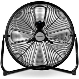 costway floor fan, 20-inch high velocity floor fan with 360° adjustable tilt, 3-speed adjustable, heavy duty metal industrial floor fan for home garage warehouse workshop outdoor indoor use, black