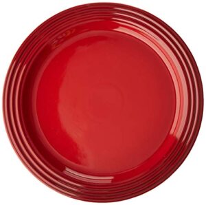 le creuset stoneware set of 4 dinner plates, 10.5" each, cerise